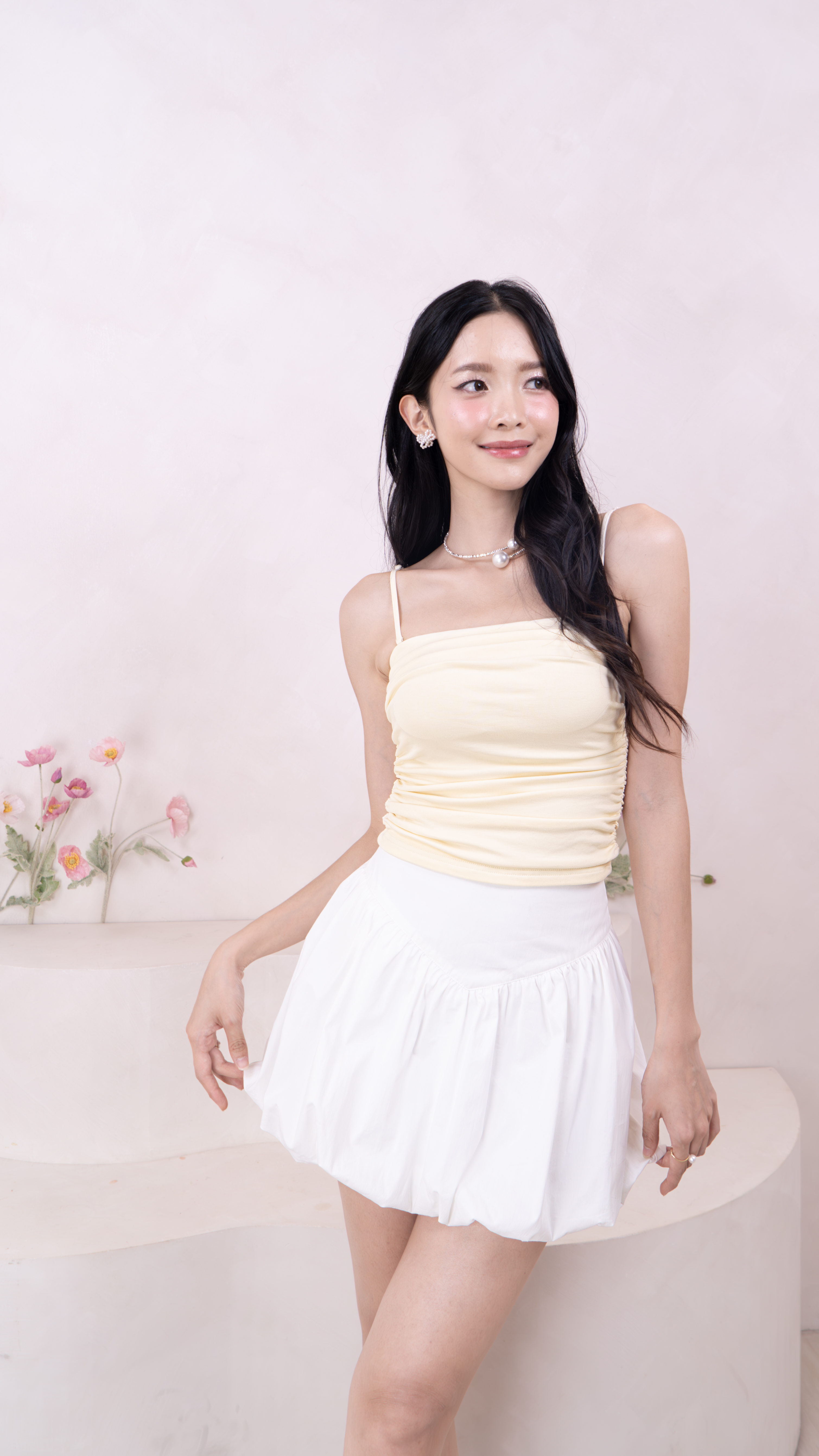 (BARE/BASIC) Kayla Ruched Tube Top in Yellow | Mikayla