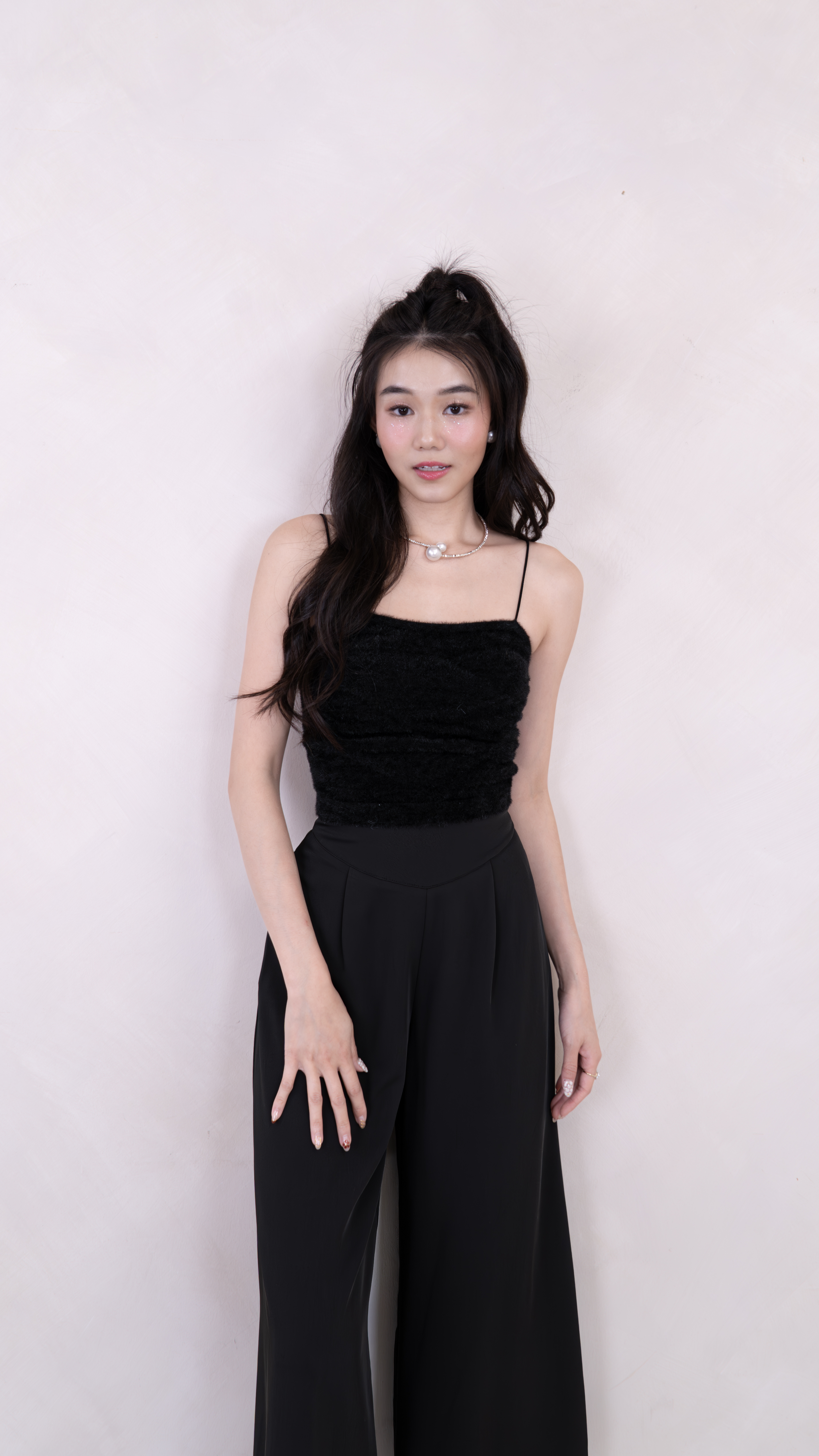 Kiko Furry Cami Top in Black | Mikayla