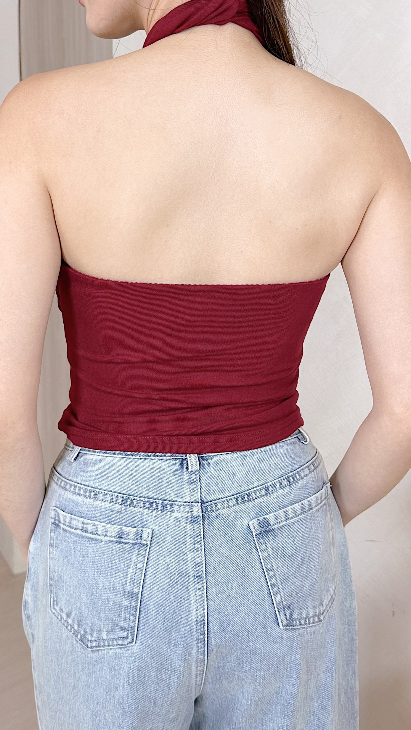 (BARE/BASIC) Adelia Halter Top in Maroon | Mikayla
