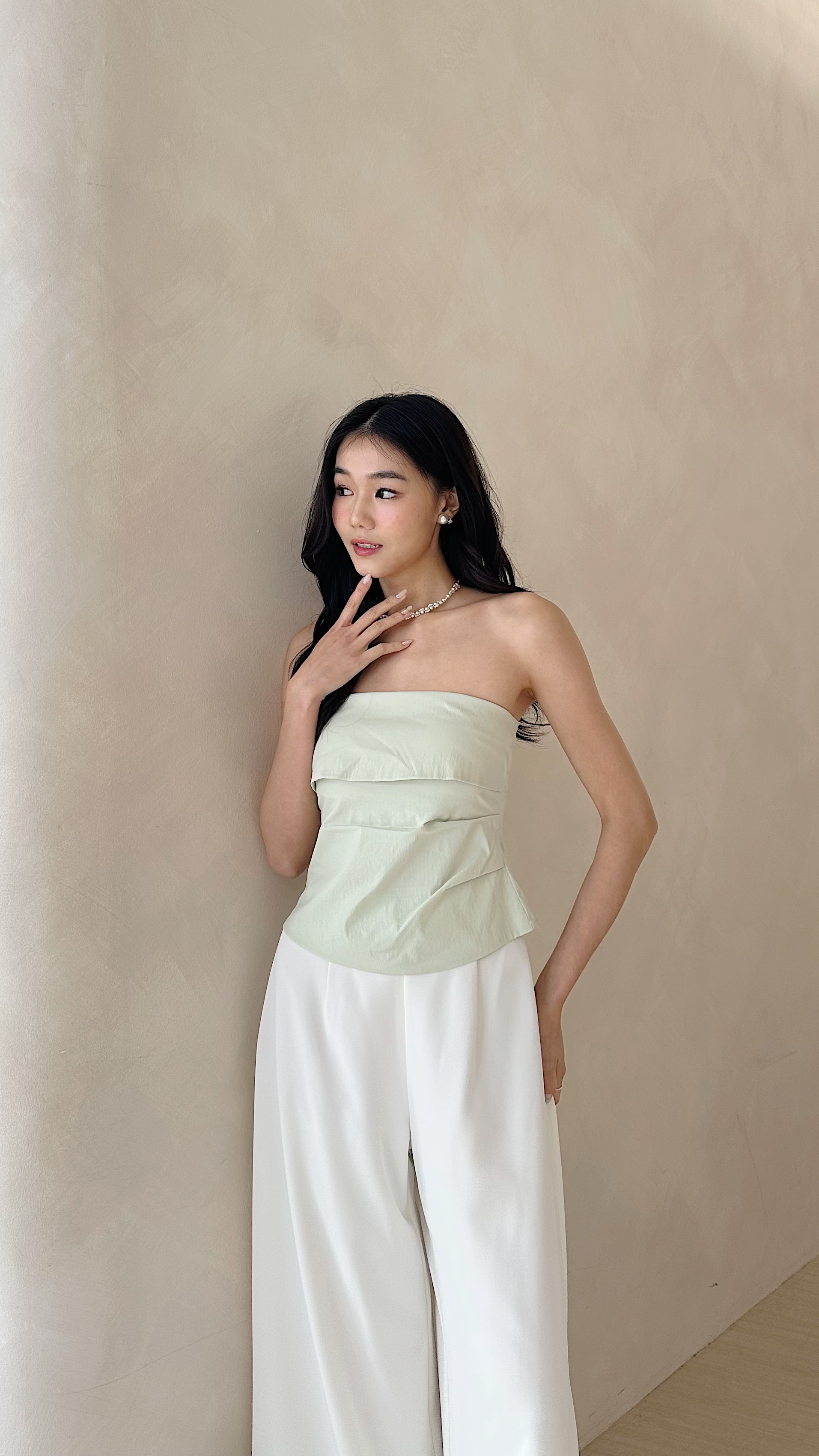 Alina V3 High Waisted Linen Pants in White | Mikayla