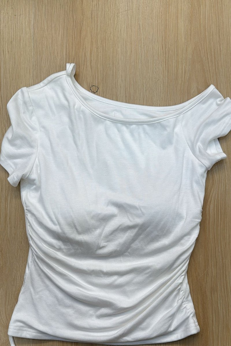 *PRE-ORDER(BARE/BASIC) Zoe Side Ruch Sleeve Top in Baby Pink | Mikayla